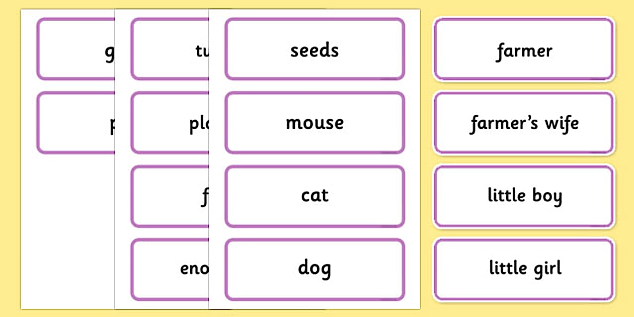 Editable The Enormous Turnip Word Cards (teacher made)