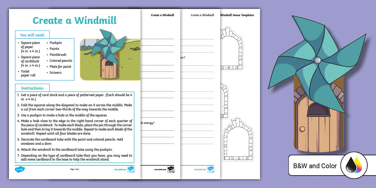 Fourth Grade Create a Windmill Science Project - Twinkl