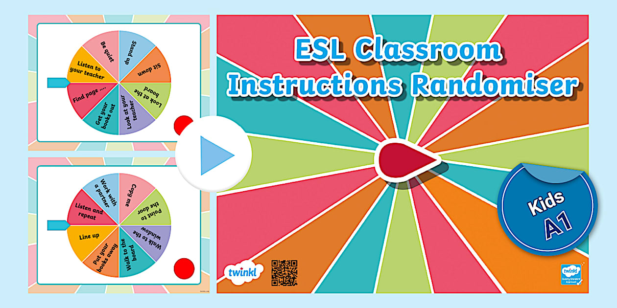 ESL Classroom Instructions Randomiser [Kids, A1] - Twinkl
