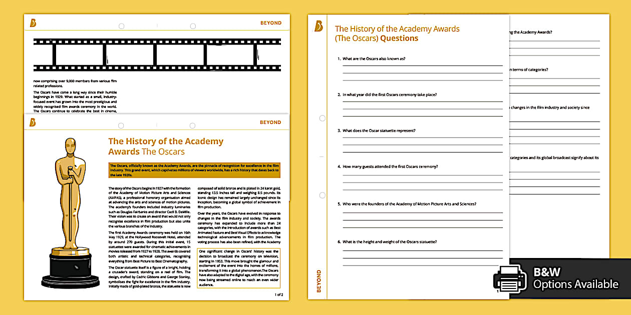 The History of the Academy Awards (The Oscars) Reading Comprehension