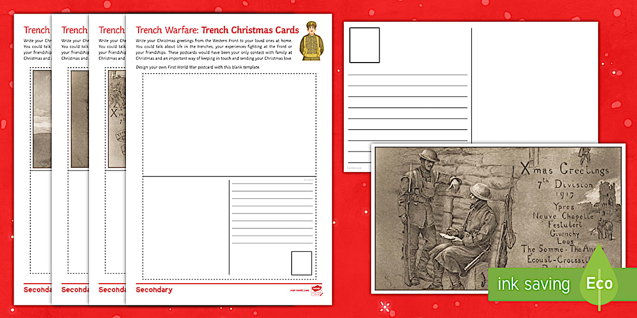 Christmas Postcards from the Trenches Writing Templates