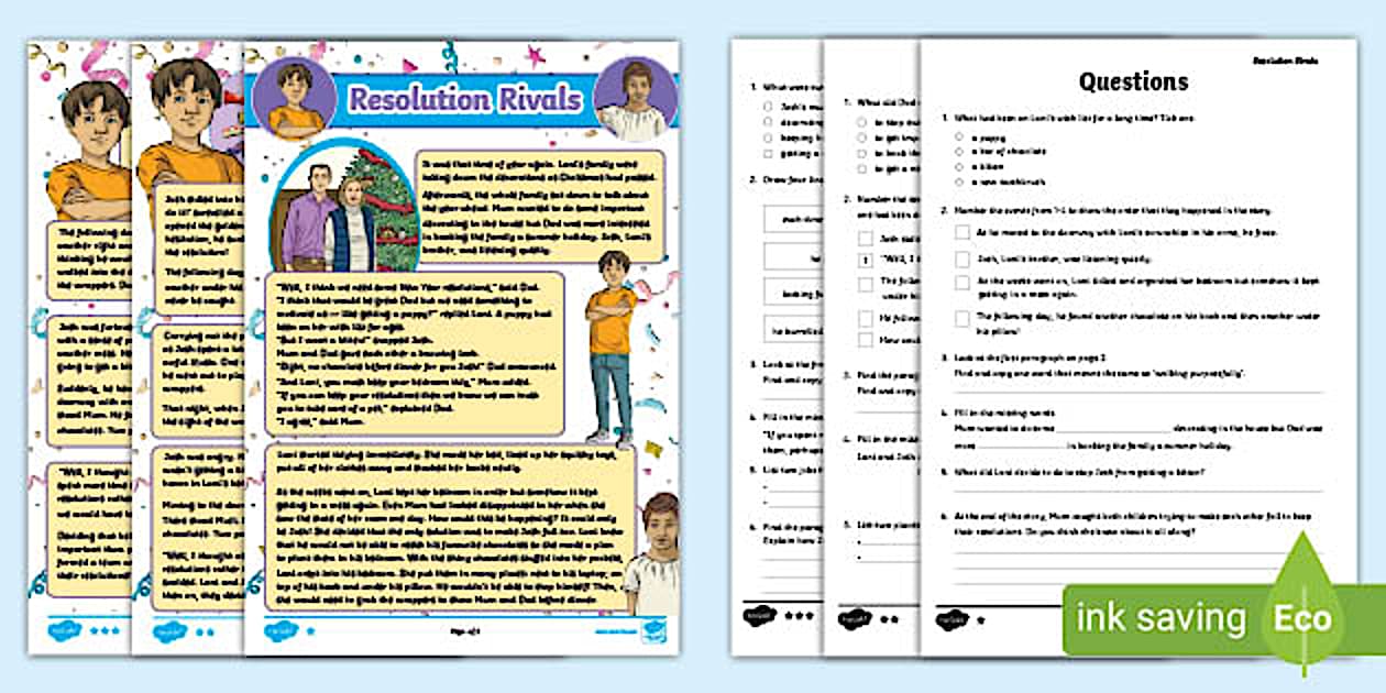 UKS2 New Year Resolution Differentiated Reading Comp