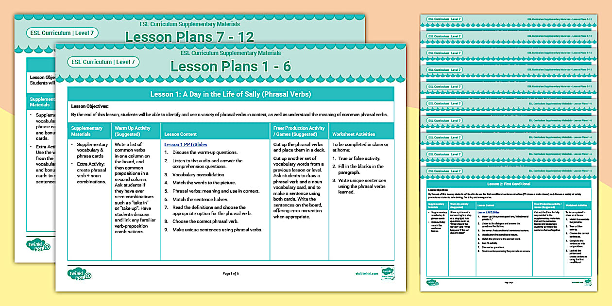 ESL Curriculum: Level 7 Lesson Plans - Twinkl