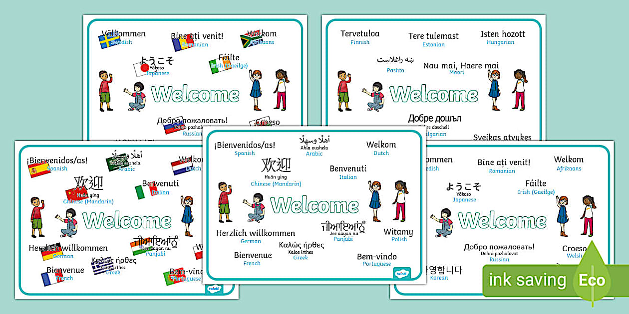 Editable Welcome Poster in Different Languages - Twinkl