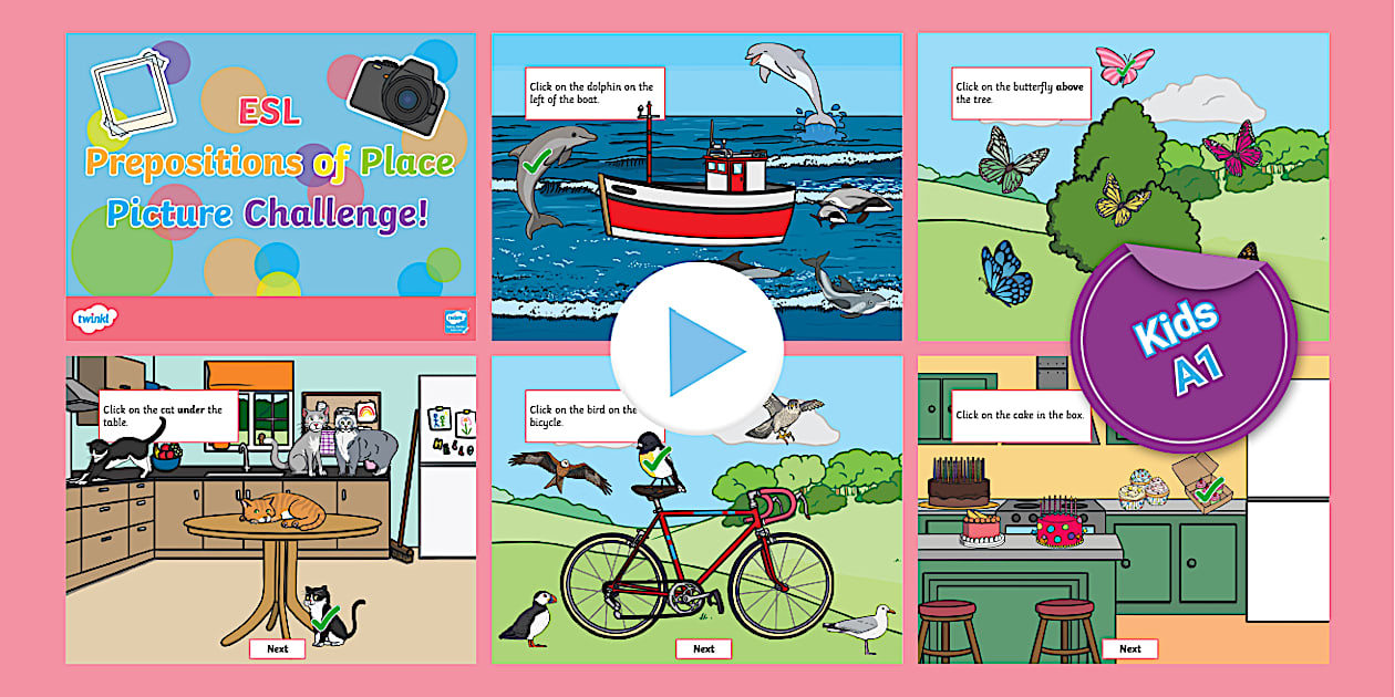 ESL Prepositions of Place Picture Challenge - Twinkl