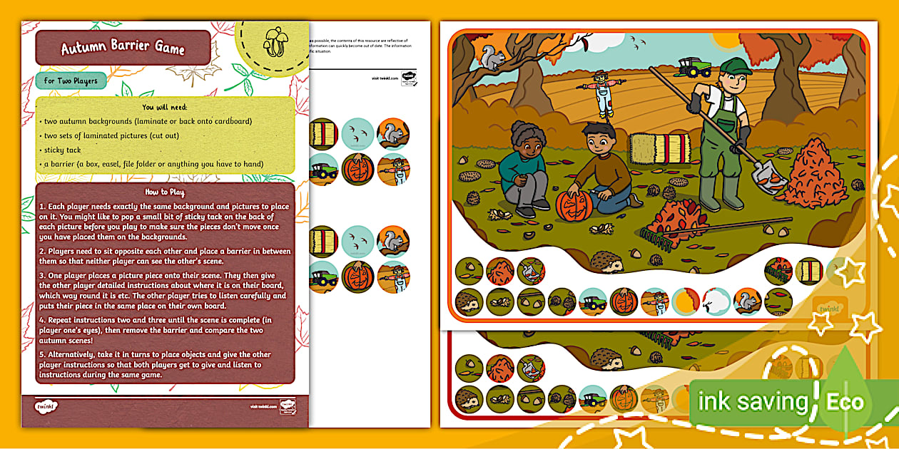 Autumn Barrier Game (teacher made) - Twinkl