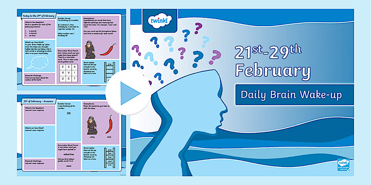 Daily Brain Wake-up 21st - 29th February Activity PowerPoint