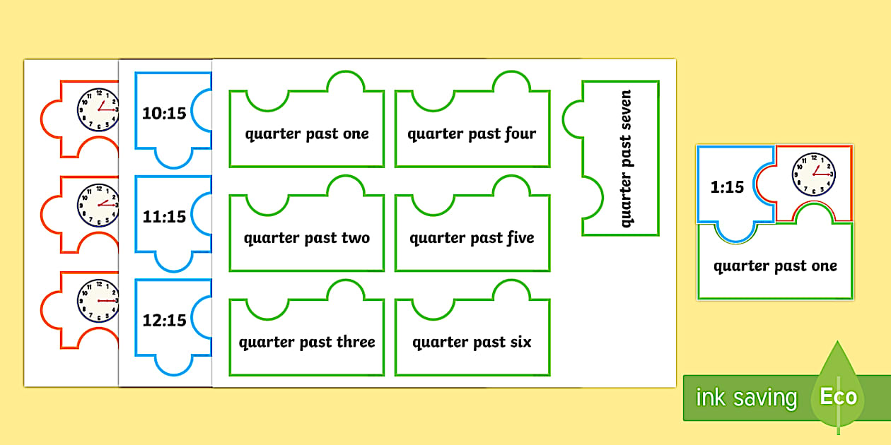 Editable Quarter Past and Quarter to Times Jigsaw Puzzle Activity