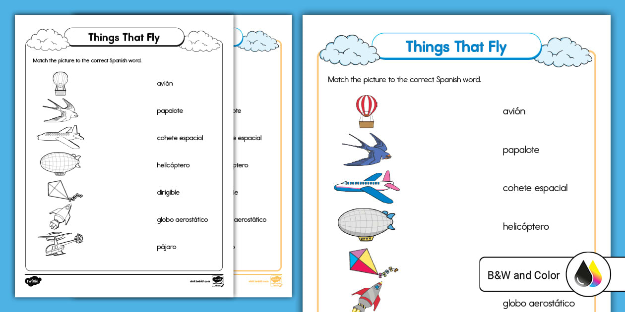 Spanish Objects Worksheet Sheet | Resource | Twinkl USA