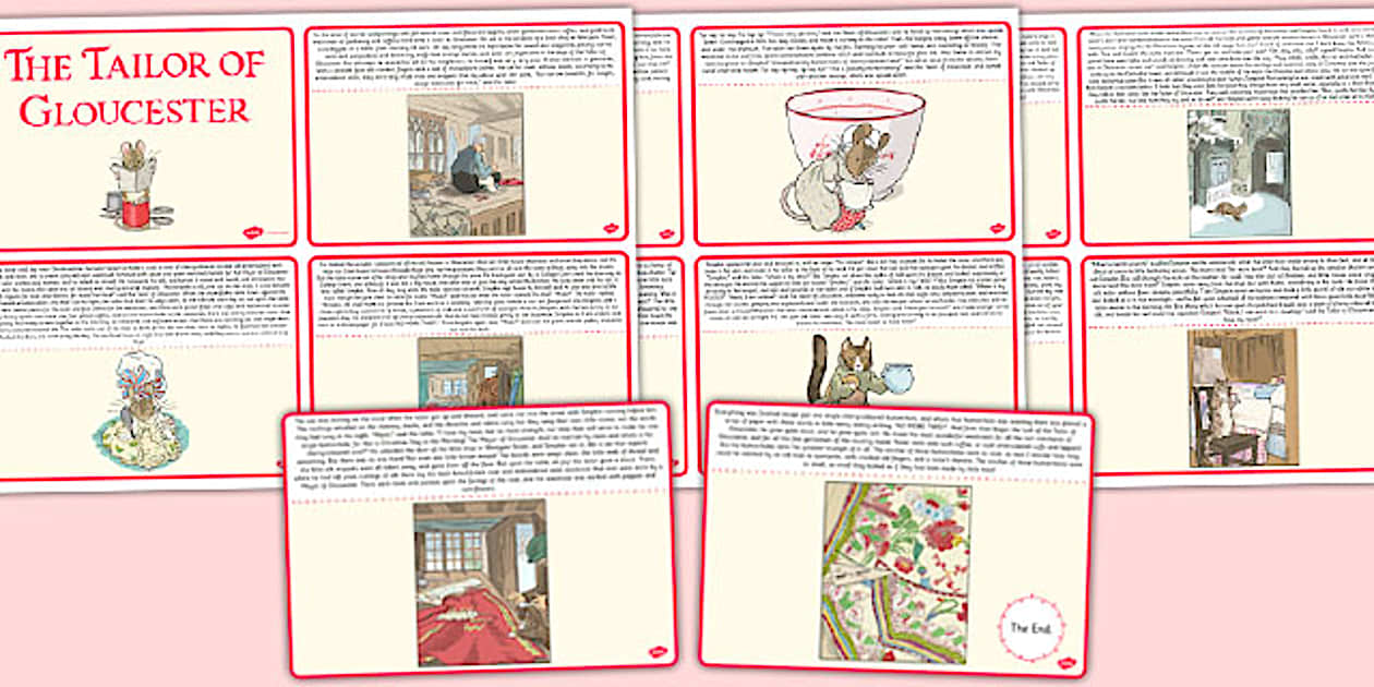 Cursive The Tailor of Gloucester Story Cards (Beatrix Potter)