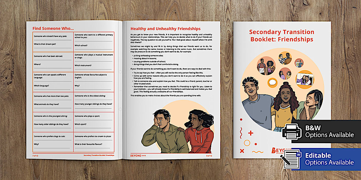 Secondary Transition Booklet: Friendships (teacher made)
