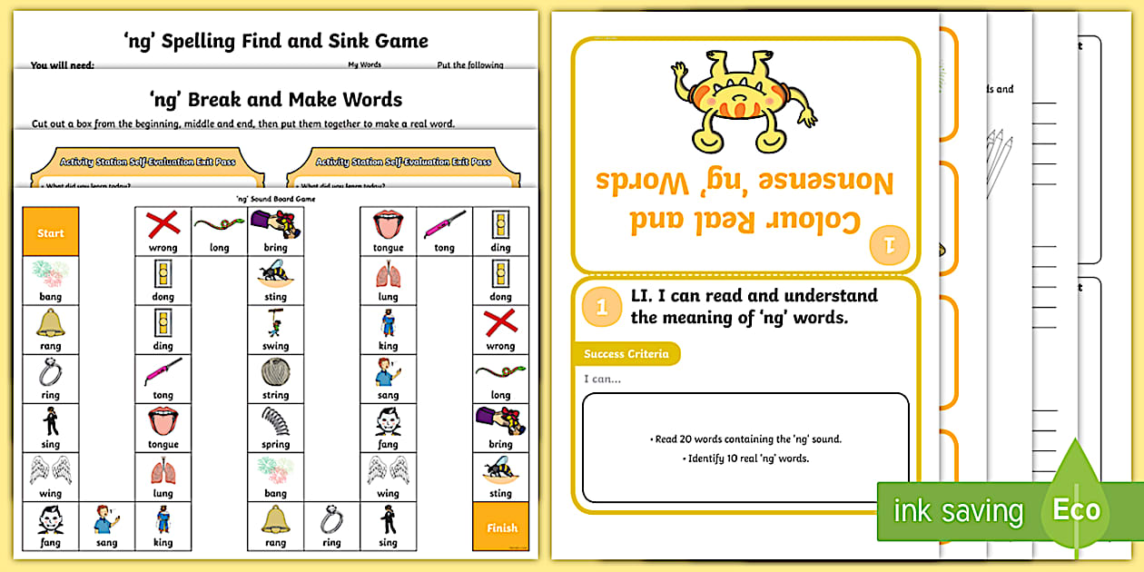 'ng' Sound Activity Stations (teacher made) - Twinkl