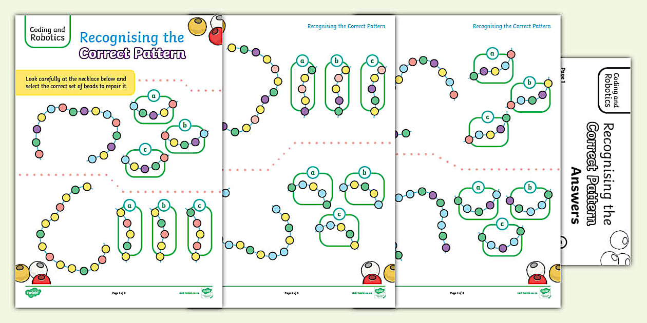 Grade 2 Robotics and Coding Pattern Sequence Broken Necklace