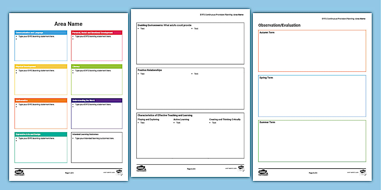 EYFS Editable Continuous Provision Plan - Early Years Planning EYFS Editable Continuous Provision Plan - Early Years Planning