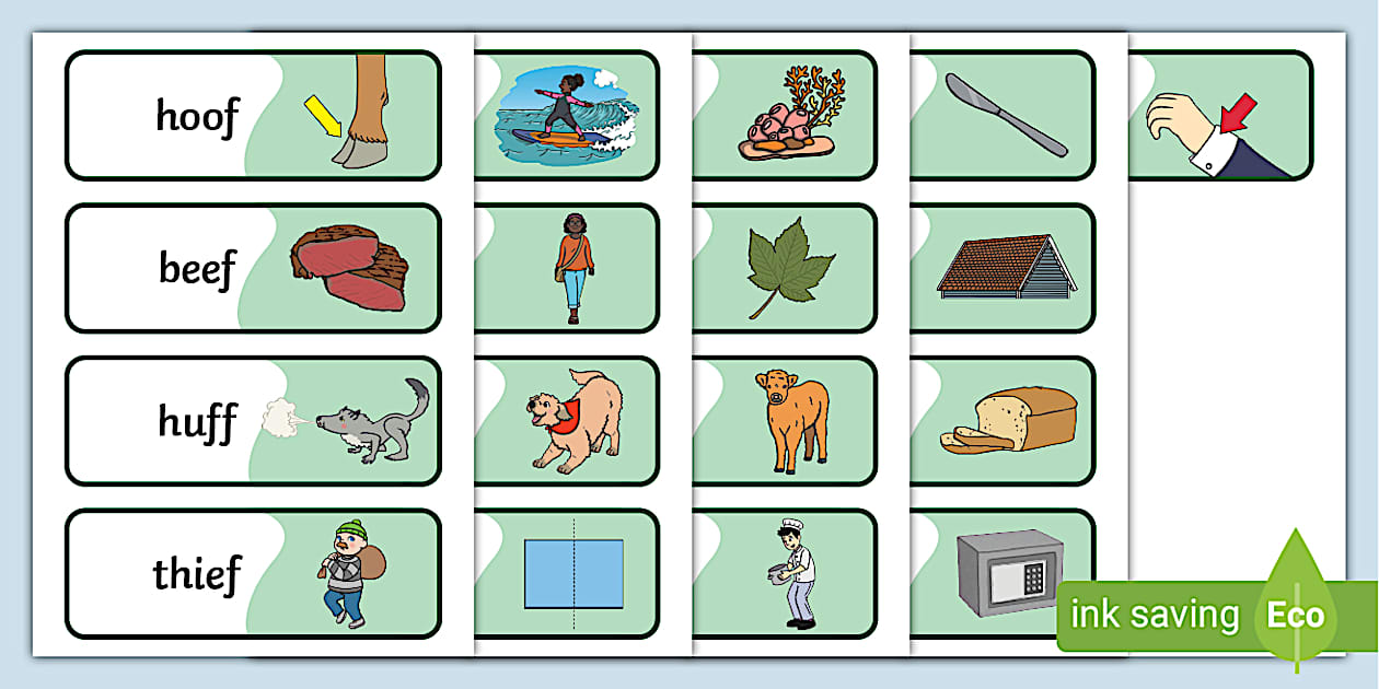 Cursive Final F Sound Word Cards (professor feito) - Twinkl