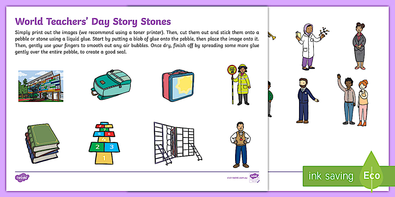 QLD World Teachers' Day Story Stone Cut-Outs - Twinkl