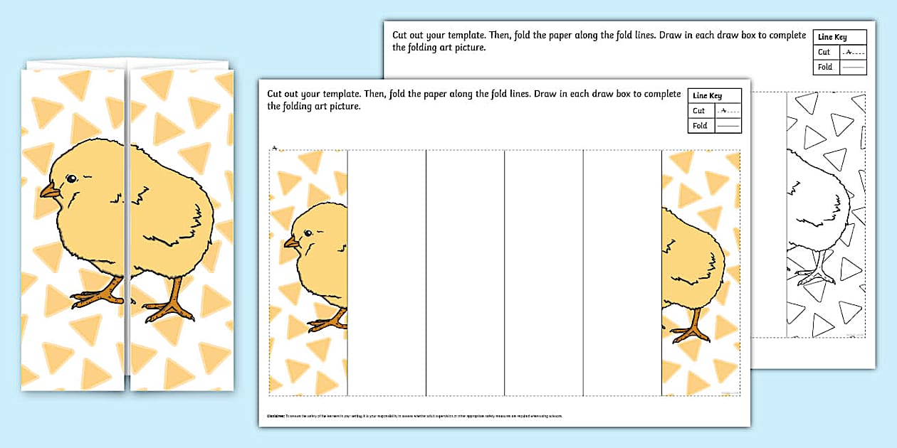 * NEW * Chick Folding Art Template (Teacher-Made) - Twinkl