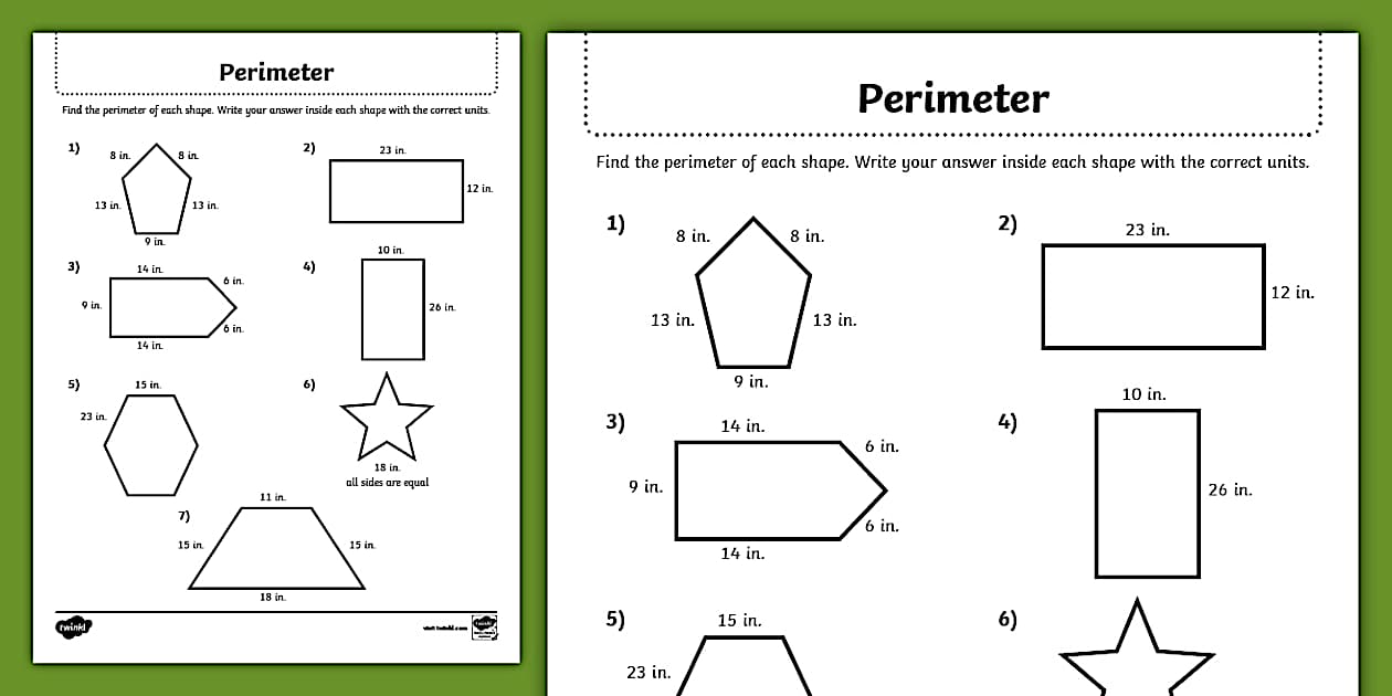 Third Grade Find the Perimeter Worksheet (Teacher-Made)