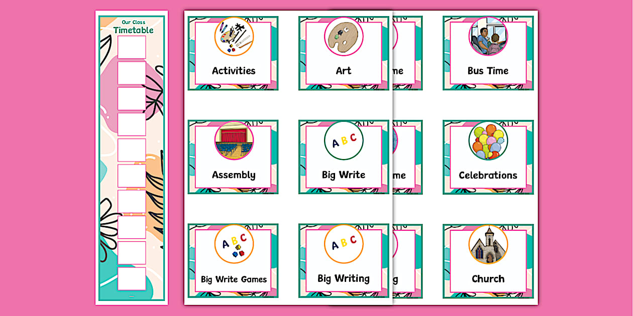 Muted Abstract Botanical Visual Timetable (teacher made)