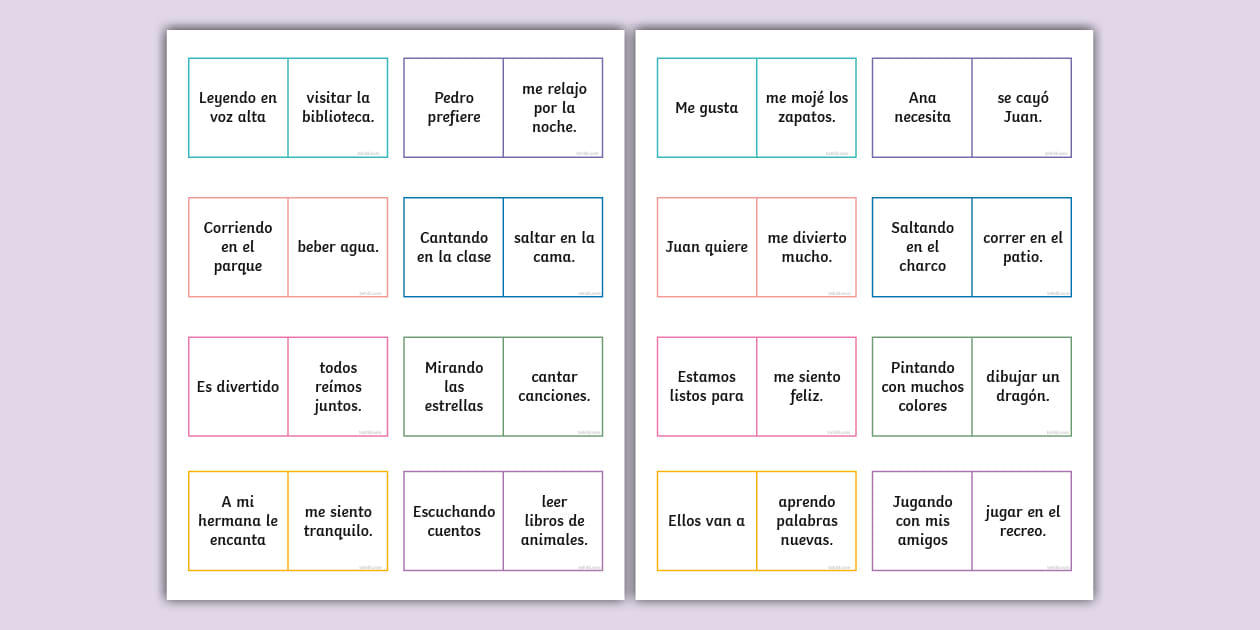 Juego: Dominó de gerundios e infinitivos - Twinkl