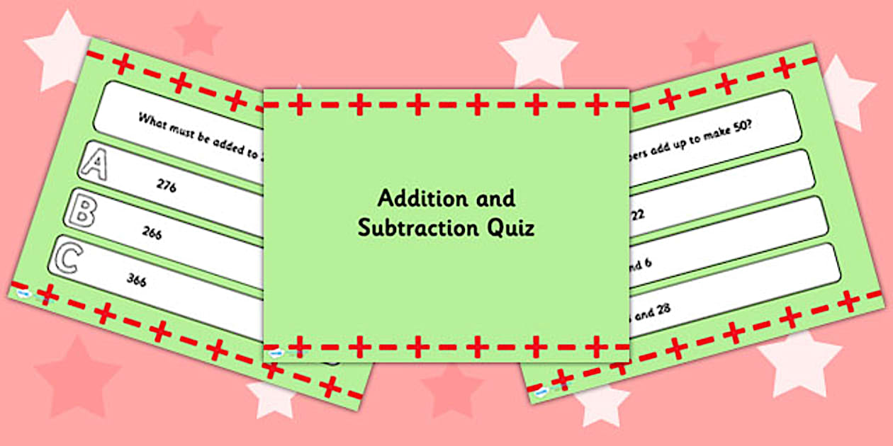 Addition and Subtraction PowerPoint Quiz (teacher made)