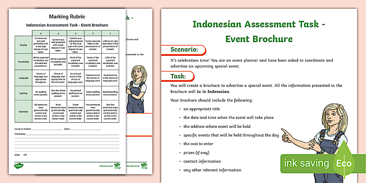 Indonesian Assessment Task w Marking Rubric - Event Brochure