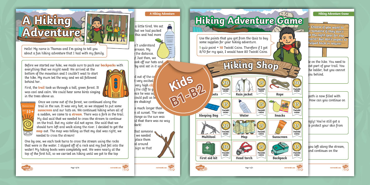 ESL Hiking Adventure Reading Comprehension (Teacher-Made)