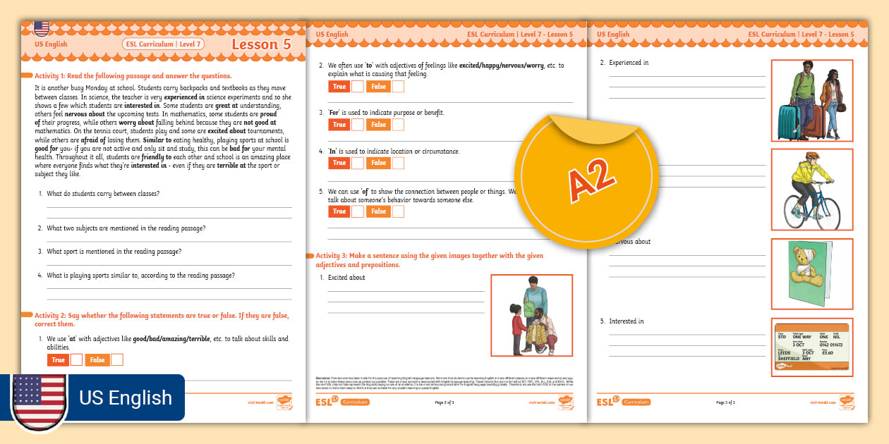 ESL Curriculum Level 7, Lesson 5 Worksheet (Lehrer gemacht)