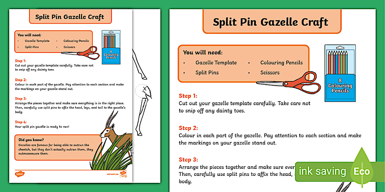 Spectacular Split Pin Gazelle Craft | Twinkl | Crafts | KS1