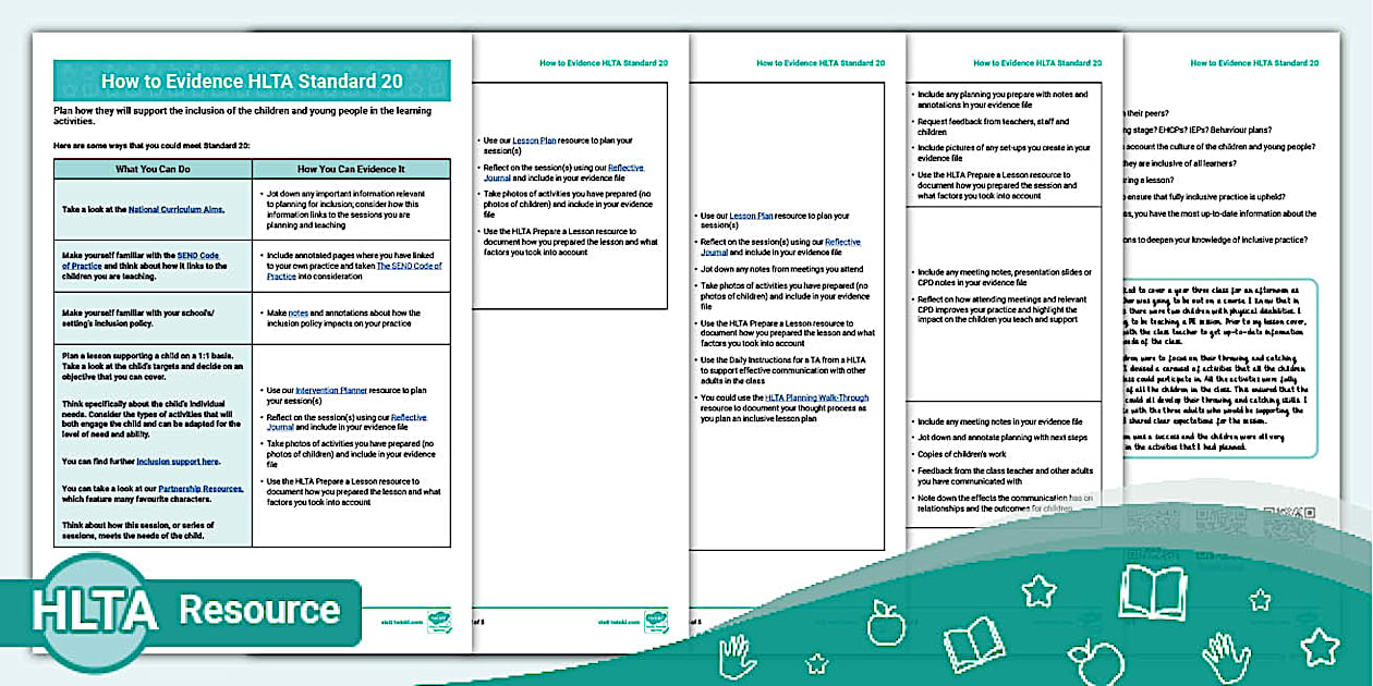 How to Evidence HLTA Standard 20 (teacher made) - Twinkl