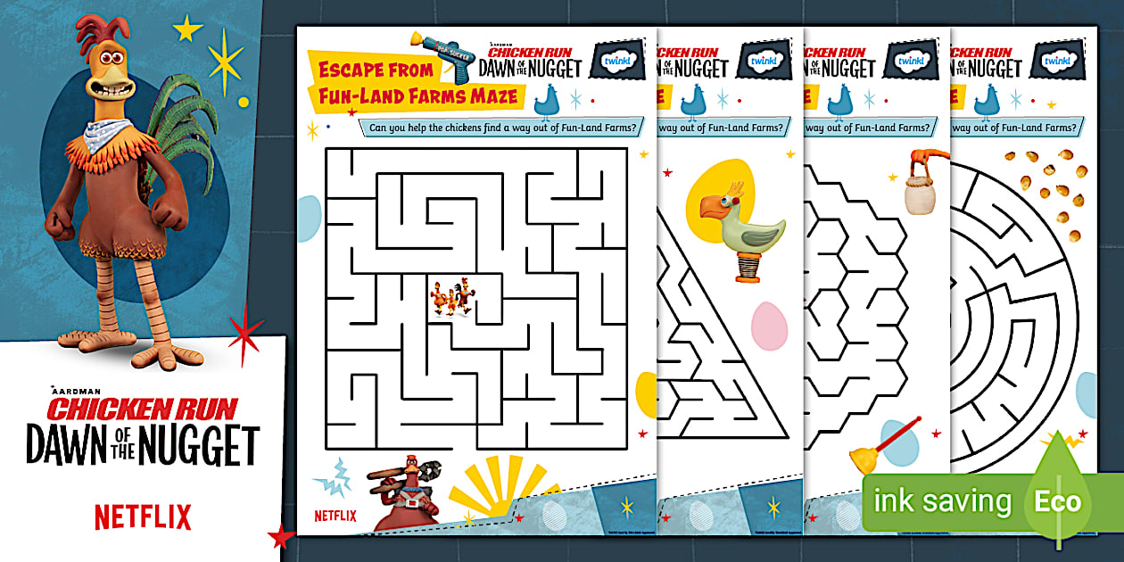 FREE! - Chicken Run Maze Pack | Dawn of the Nugget | Twinkl