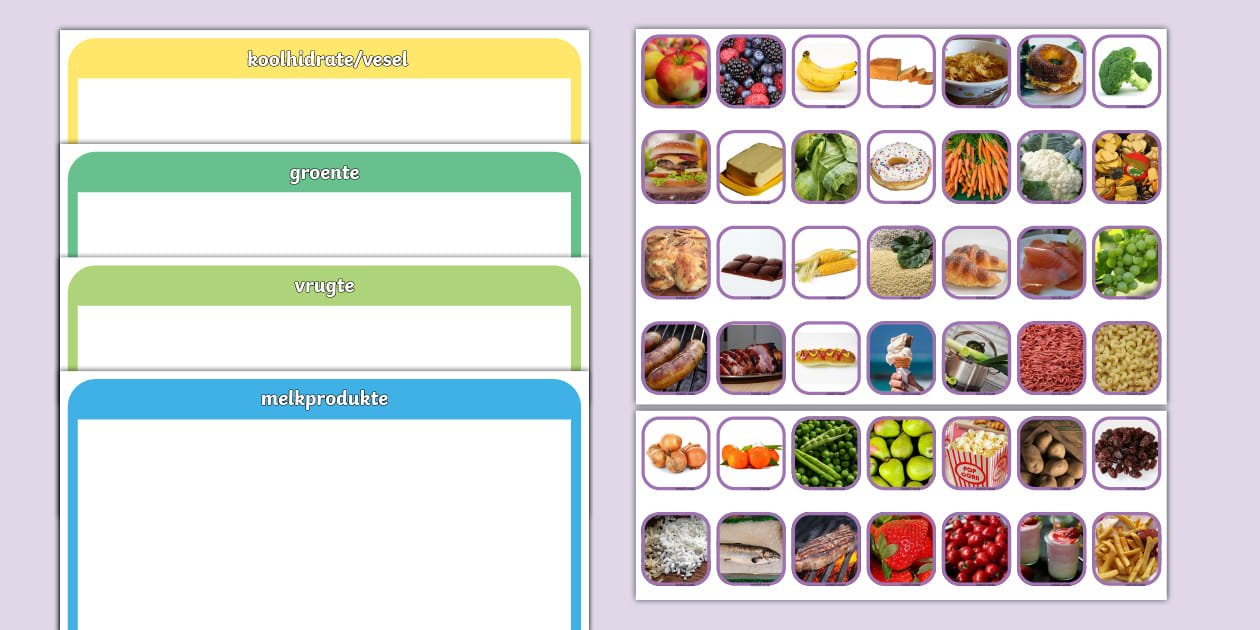 Voedselgroepe Sorteer Aktiwiteit (professor feito) - Twinkl