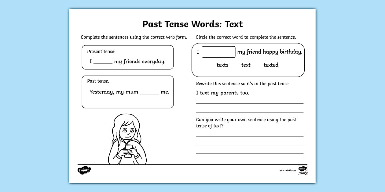 Past Tense of Text Worksheet