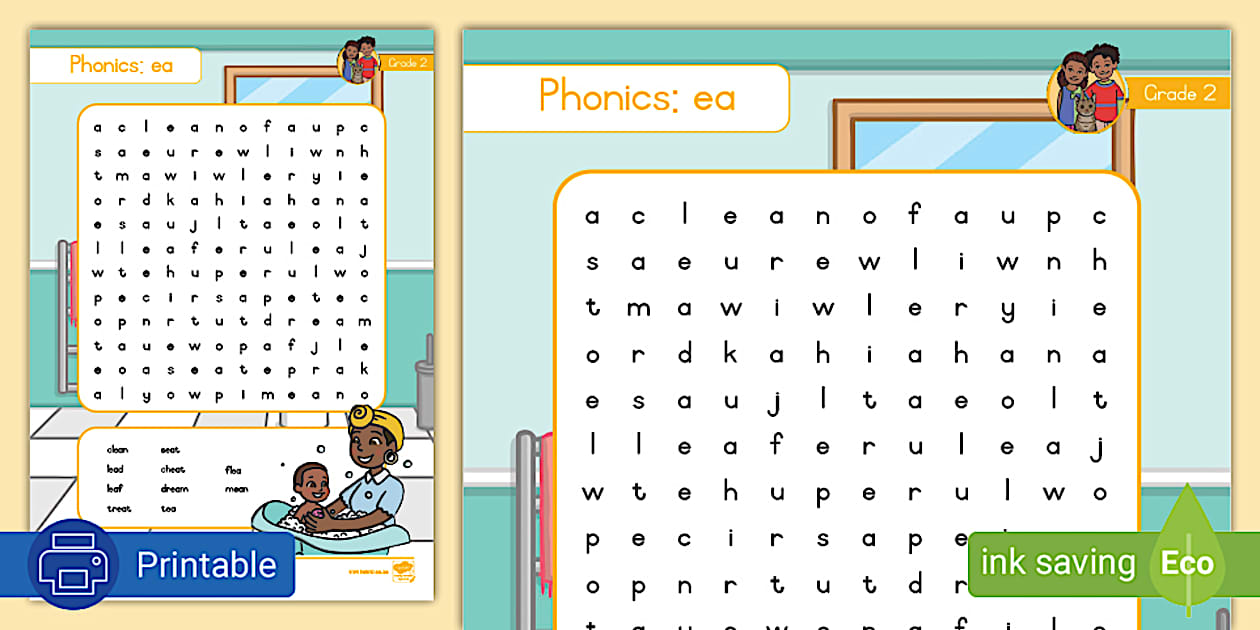 Grade 2 Phonics: ea Wordsearch