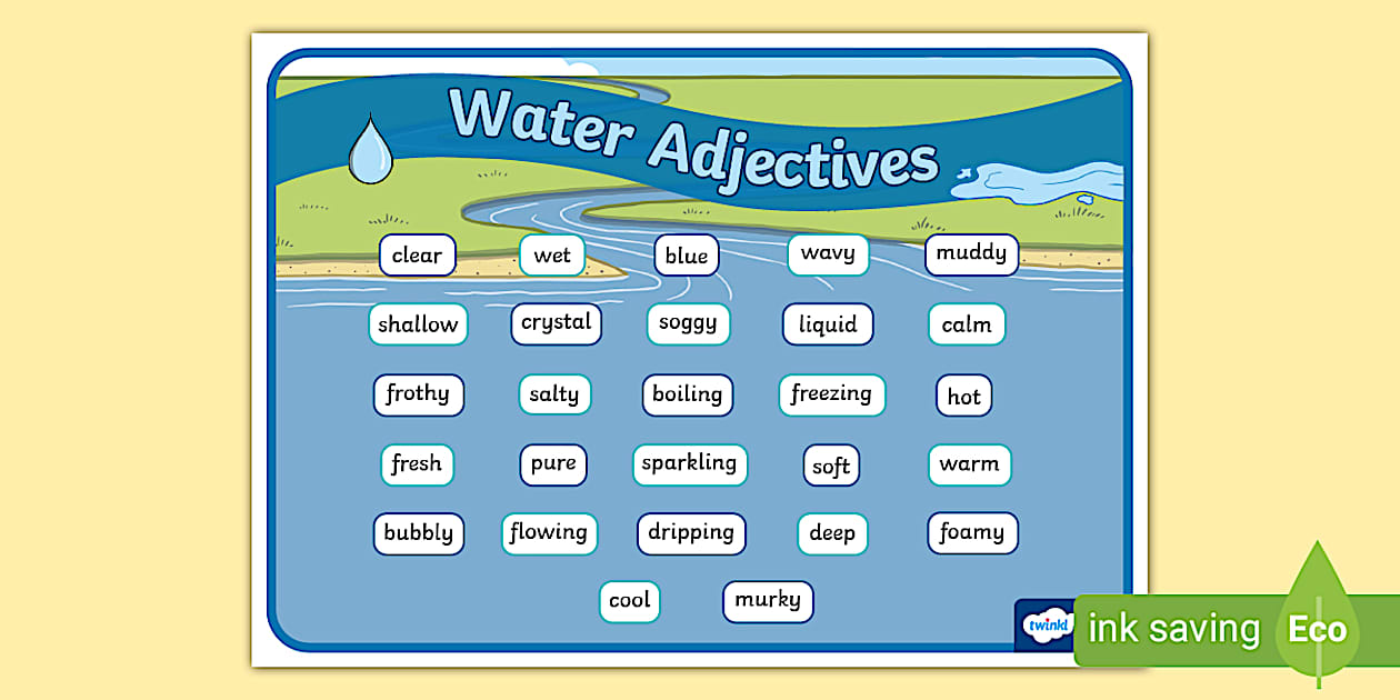 Water Adjectives Word Mat (teacher made) - Twinkl
