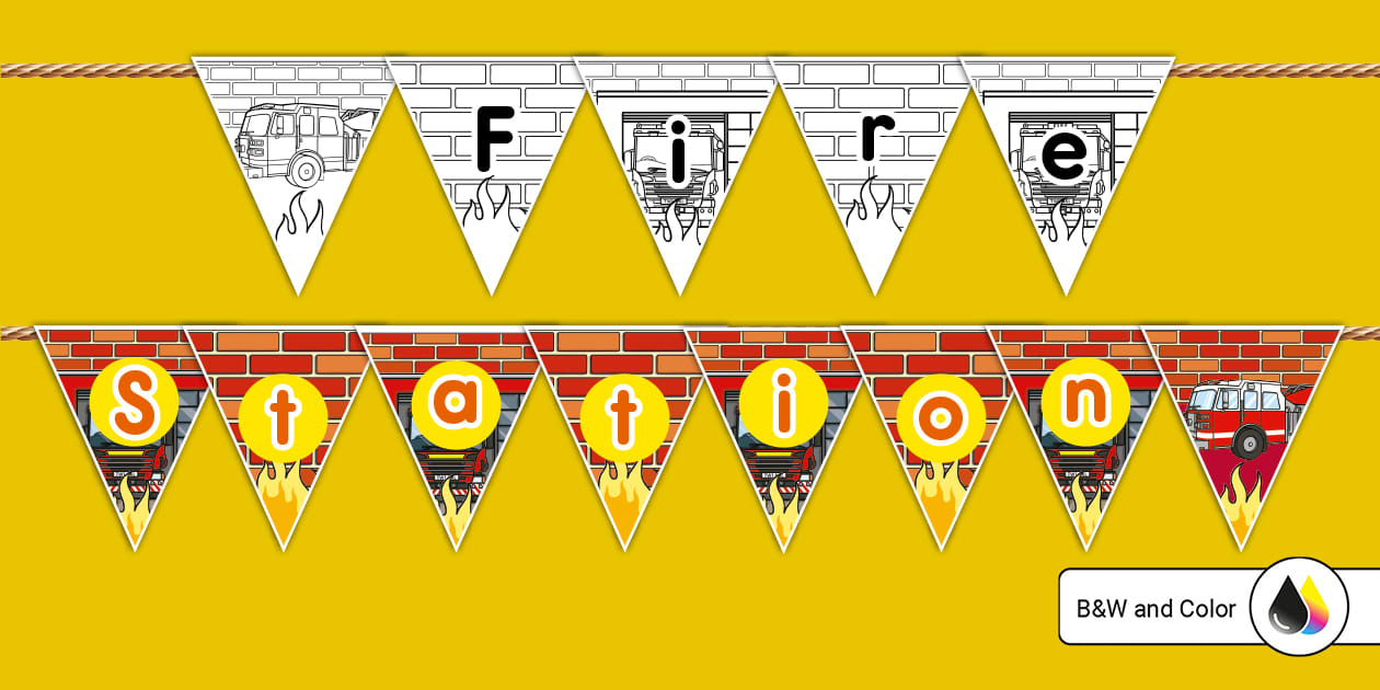 Fire Station Dramatic Play Bunting - Twinkl