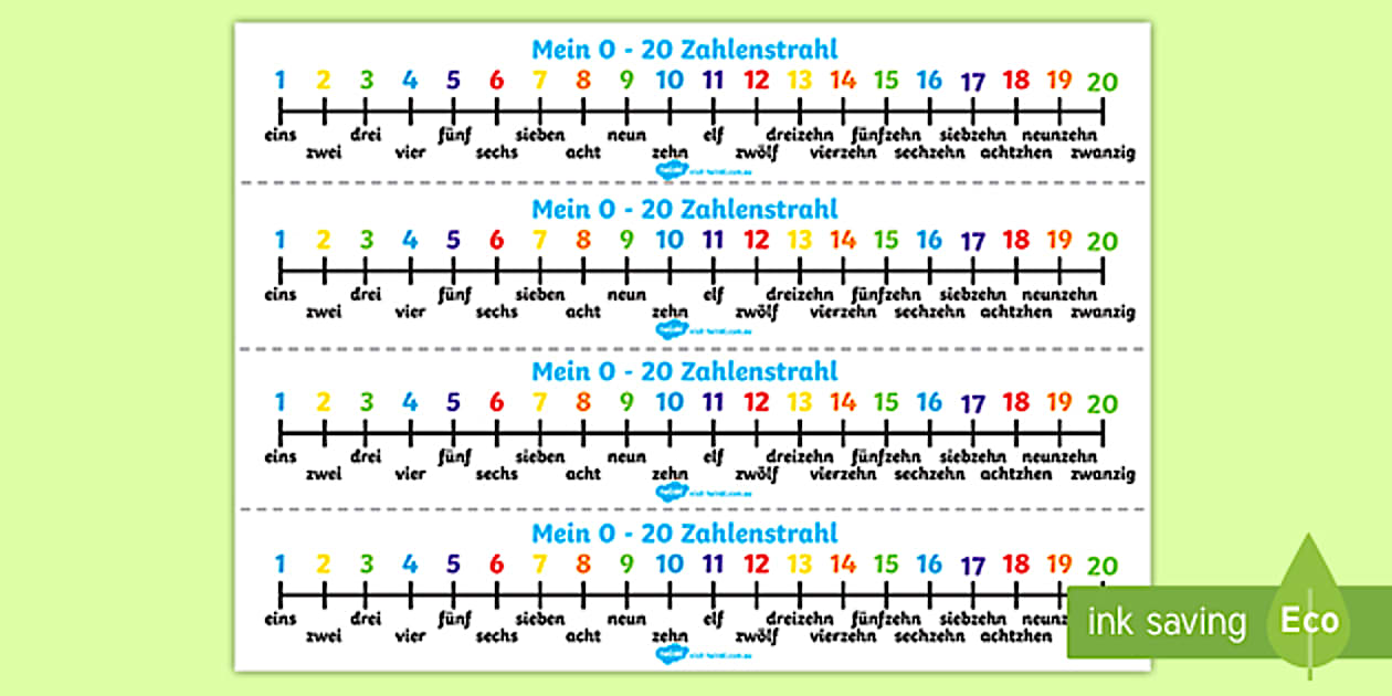 SA German 0-20 Number Line (teacher made) - Twinkl
