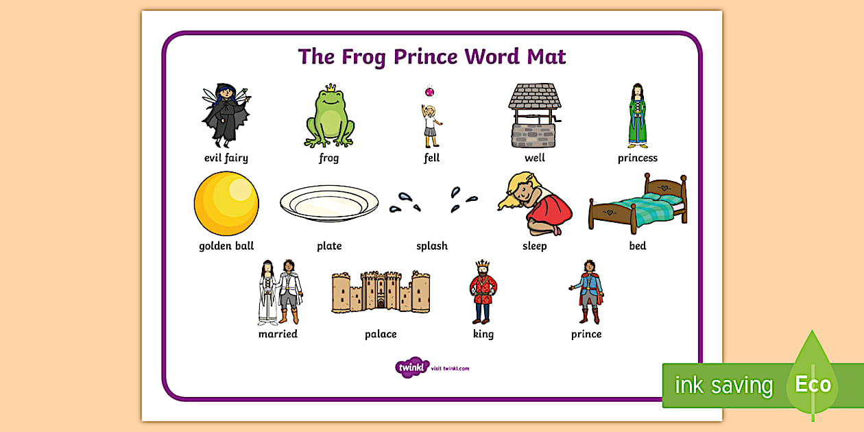 Cursive The Frog Prince Word Mat (professor feito) - Twinkl