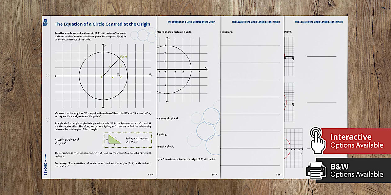 Graphing the Equation of a Circle Centred at the Origin Graphing the Equation of a Circle Centred at the Origin