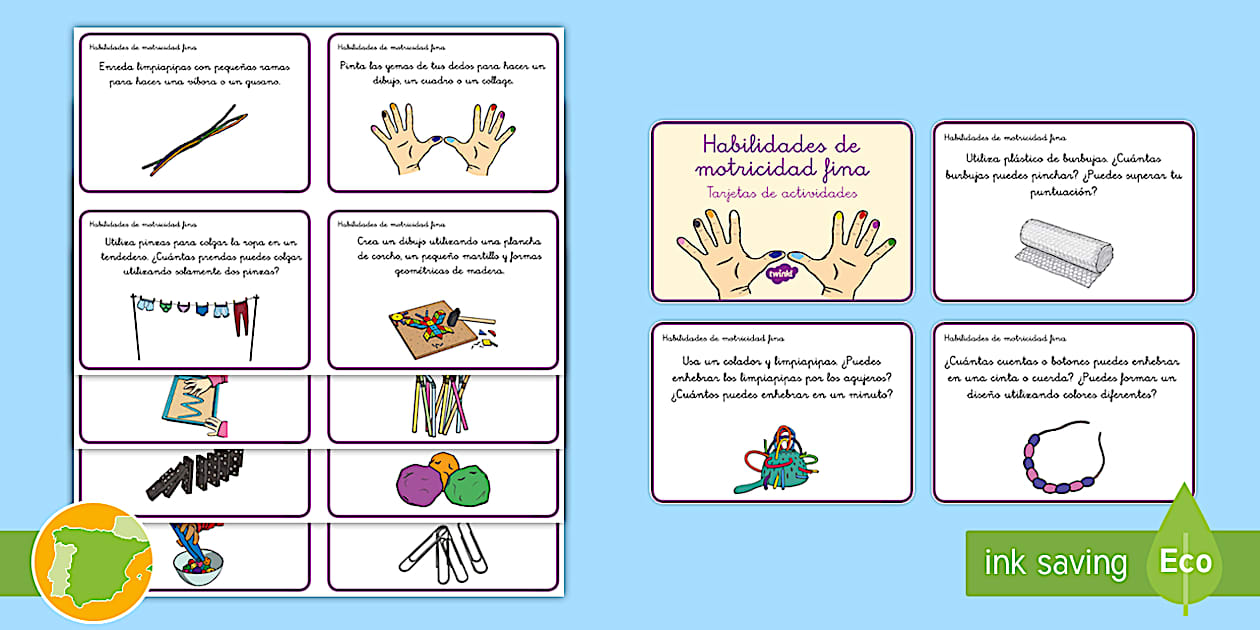 Tarjetas: Desafíos de motricidad fina (teacher made)