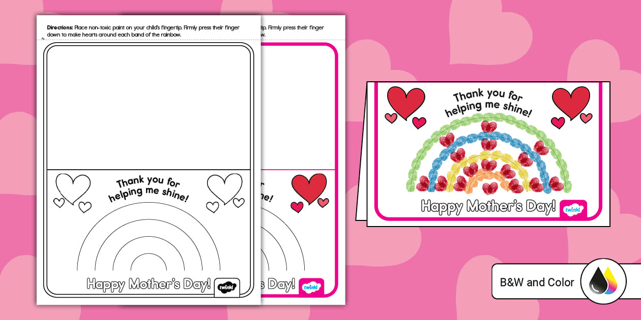 Happy Mother's Day! Thank You Fingerprint Card - Twinkl