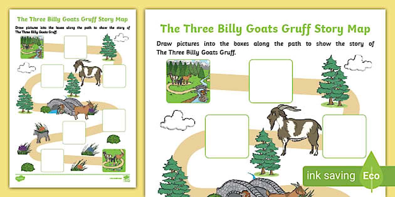 The Three Billy Goats Gruff Story Map Activity - Twinkl