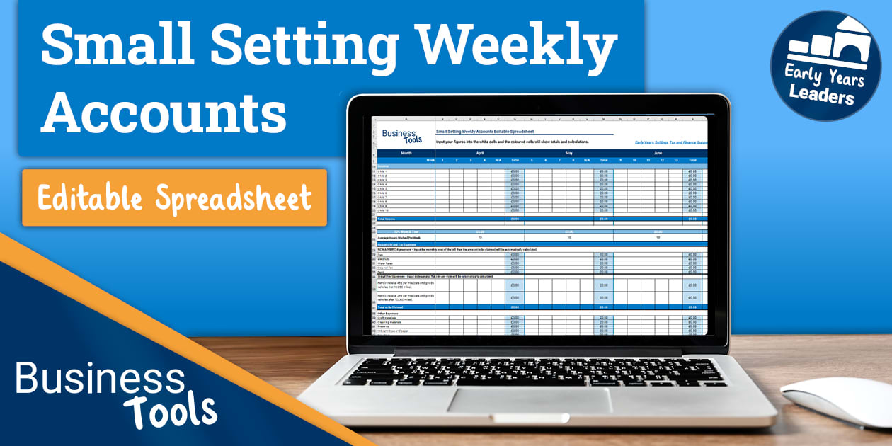 Early Years Small Setting Weekly Accounts Spreadsheet