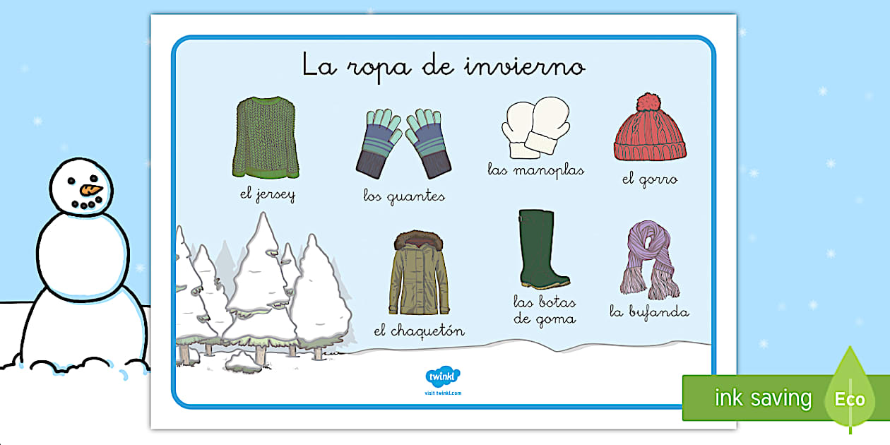 Tapiz de vocabulario: La ropa de invierno - Twinkl