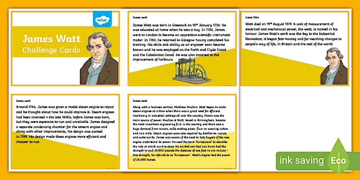 Scottish Significant Individuals James Watt Sequencing Cards