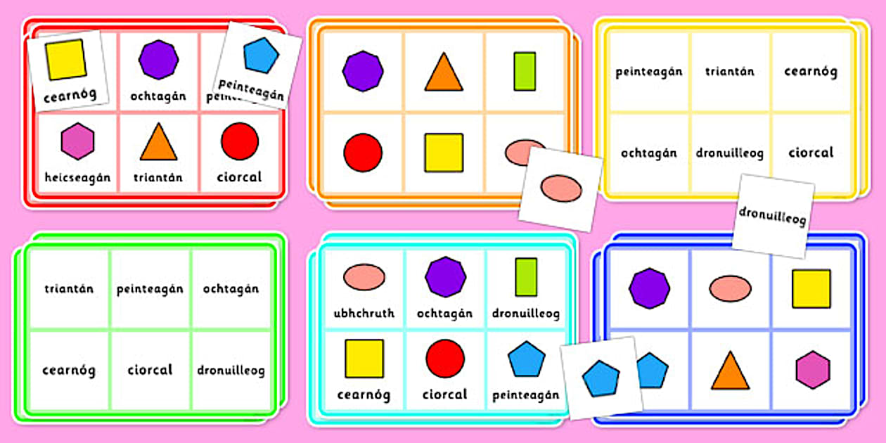 2D Shape Bingo Gaeilge (teacher made) - Twinkl