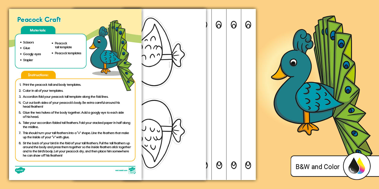 Peacock Craft Template for Kindergarten | Twinkl USA