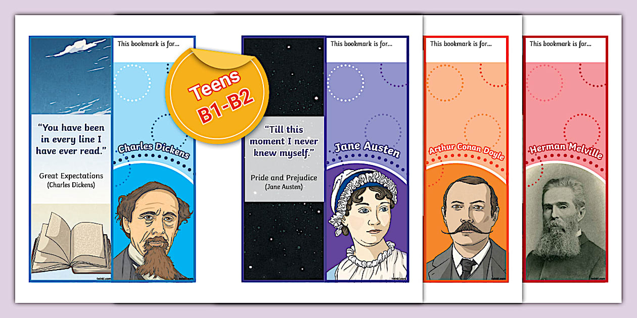Famous Authors Bookmarks - ESL Bookmarks | Twinkl - Twinkl