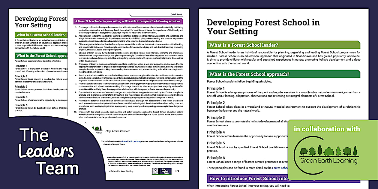FREE! - Forest School Leader Guidance - SLT (teacher made)