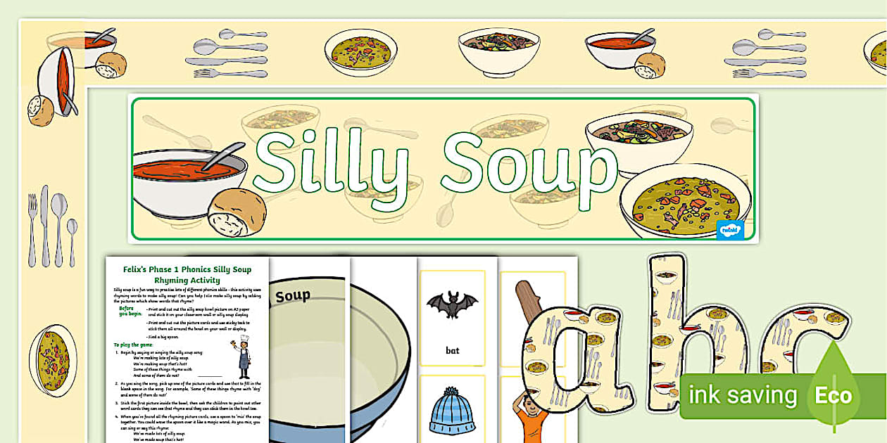 Vibrant Silly Soup Display Pack | Twinkl | EYFS | Phonics
